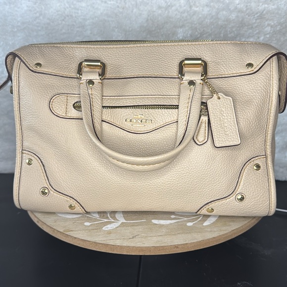 Coach | Bags | Coach Millie With Coa Ivory Pebbled Leather Top Handle ...